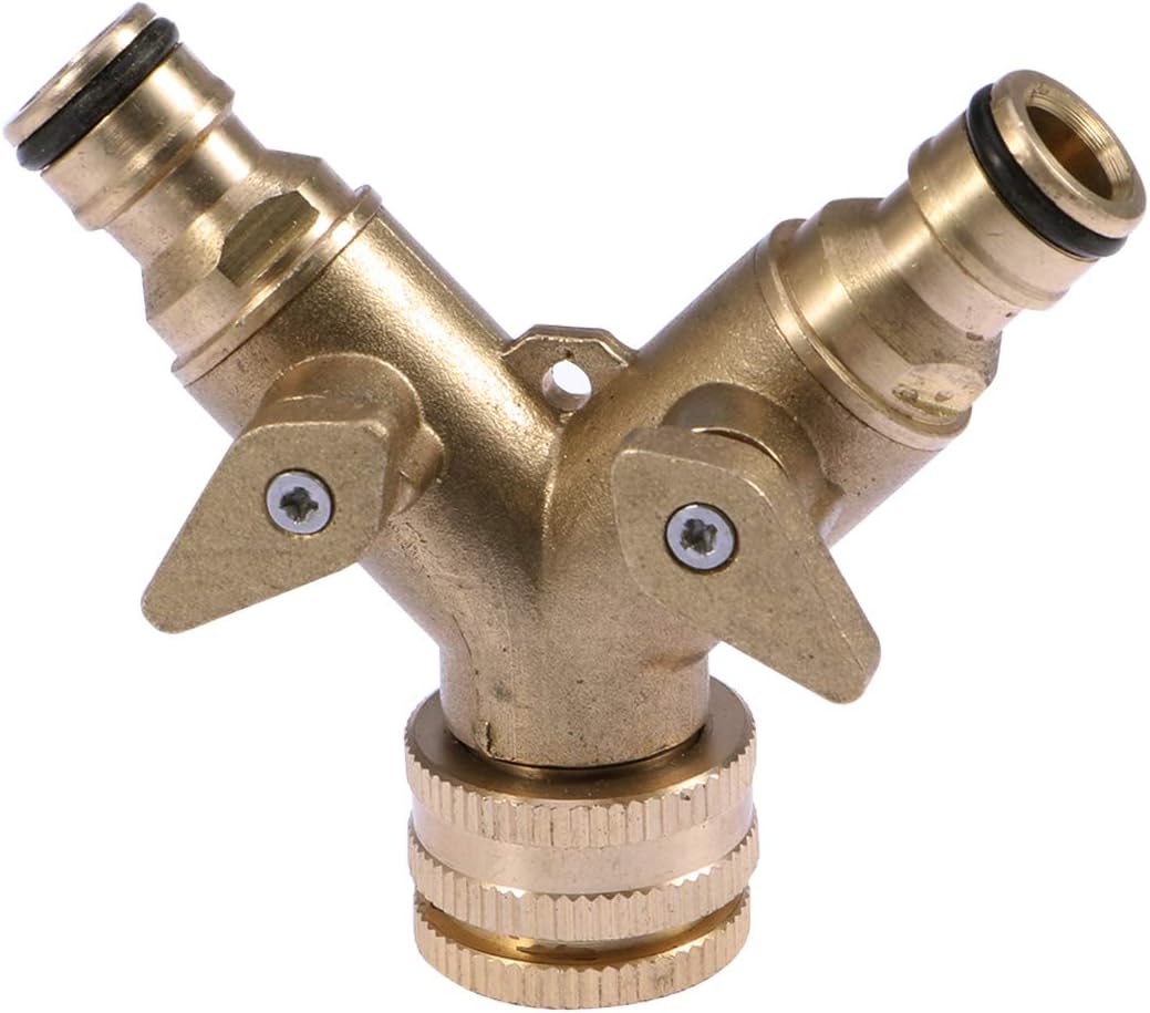 OUNONA 2 Way Double Garden Tap Connector Adaptor Solid Brass – BigaMart