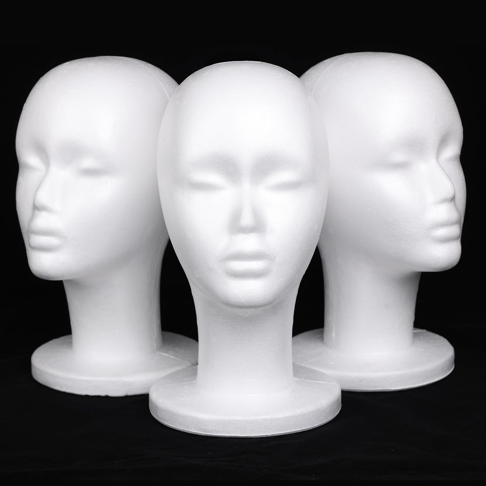 Leeven 3 Packs Foam Wig Head Female Styrofoam Mannequin Head Stand for ...