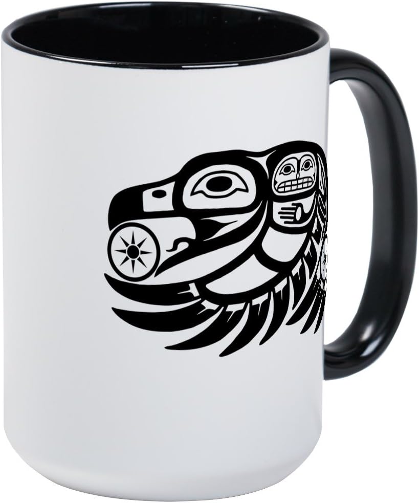 Amazon.com: CafePress Raven Native American Design Large Mug Coffee Mug ...