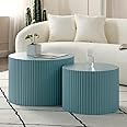 Amazon.com: KEVINSPACE Nesting Coffee Table Set of 2, Modern Round Wooden Coffee Tables Luxury ...