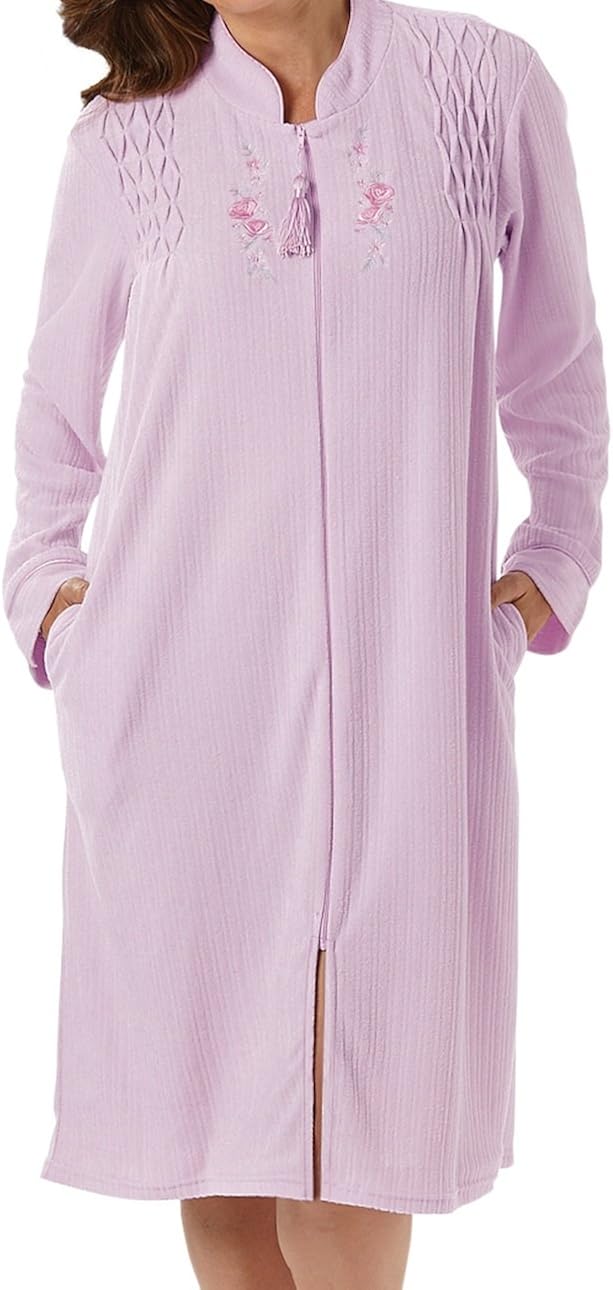 Ezi Women's Plus Smocked Fleece Robe, 4X Plus, Lavender at Amazon Women ...