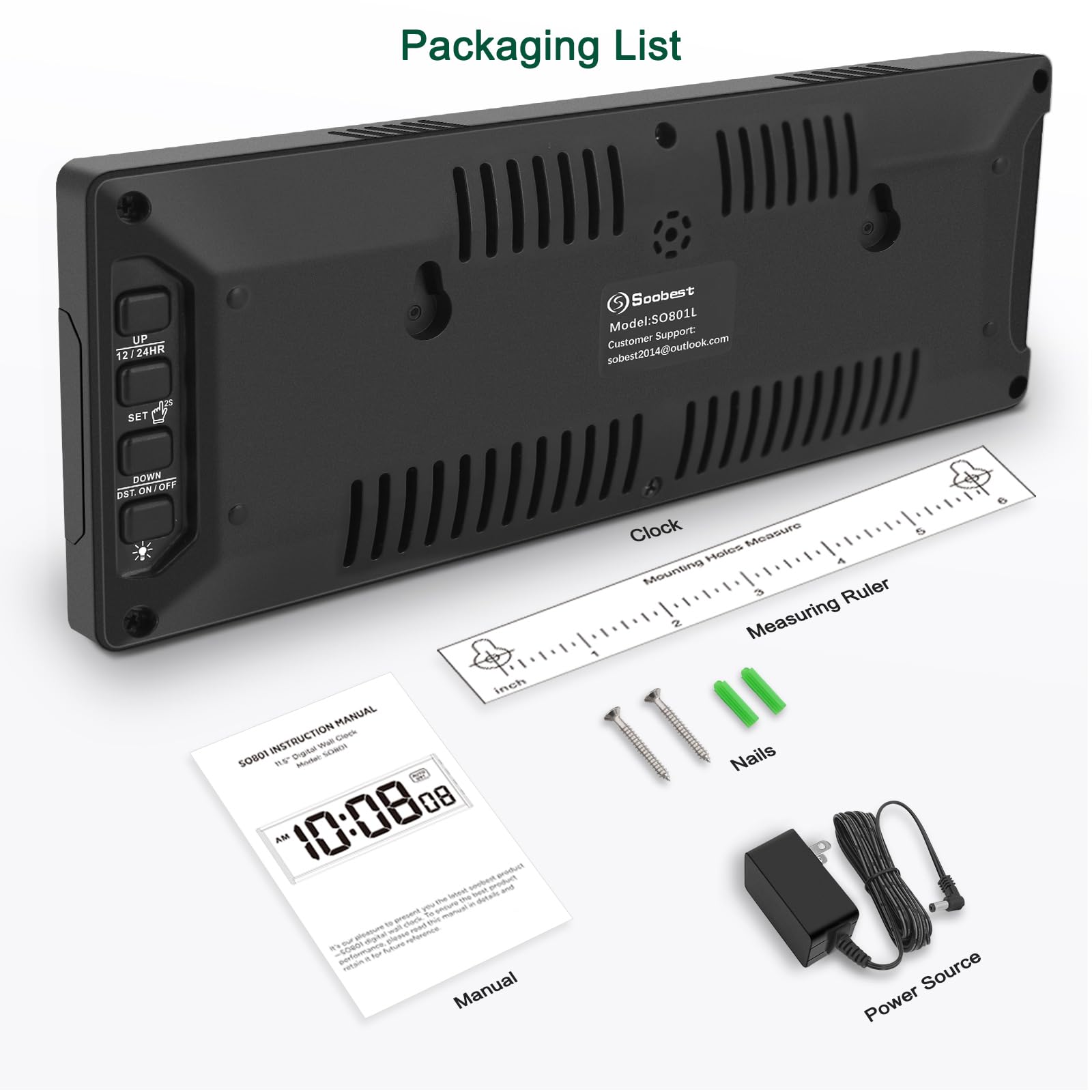 Mua LED Digital Wall Clock with Seconds, Electric Clock Plug Auto DST ...