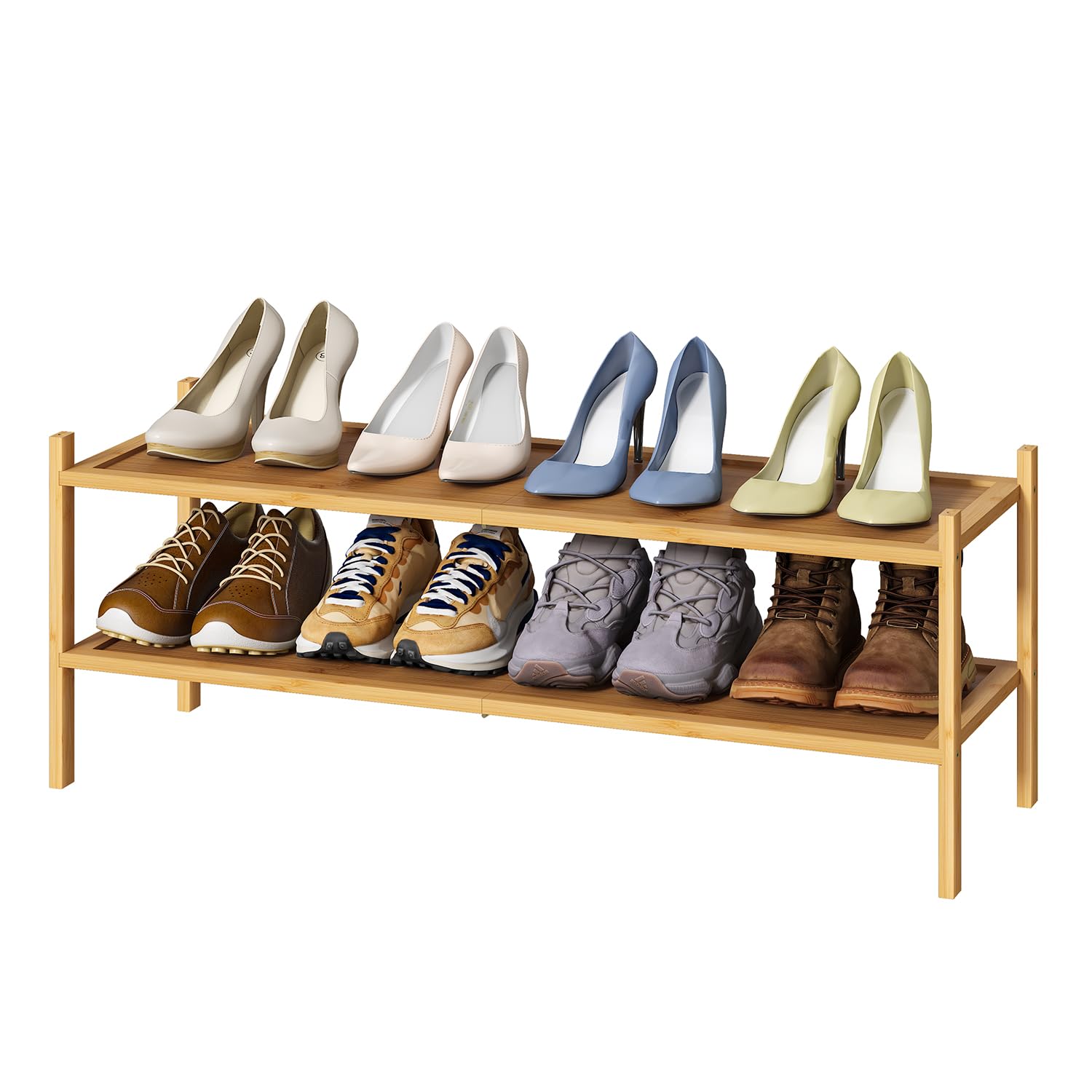 Mua Long Shoe Rack, 2-Tier Bamboo Wood Shoe Rack, Stackable Shoe Rack ...