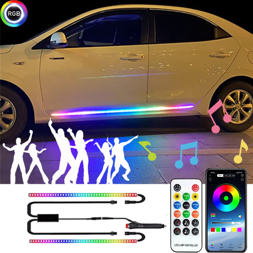 RGB Running Board Lights,Car LED Light Strip,Exterior Side Door Skirts ...