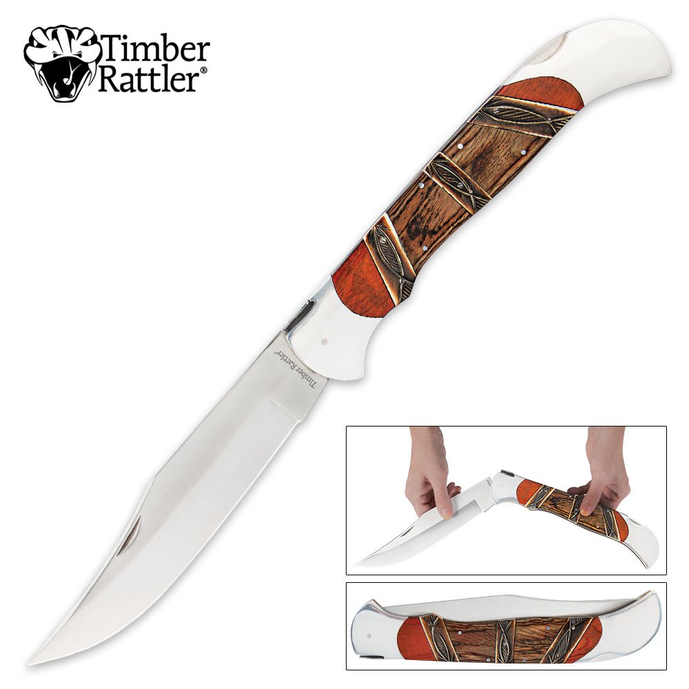 Timber Rattler Heartwood Scarab Back Giant Folding Pocket Knife ...