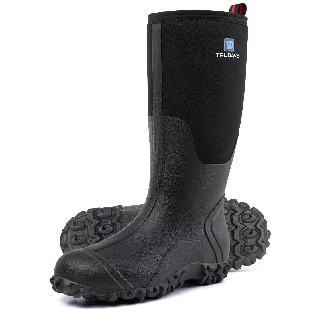 Trudave Rubber Boots for Men with Steel Shank, Waterproof Insulated ...