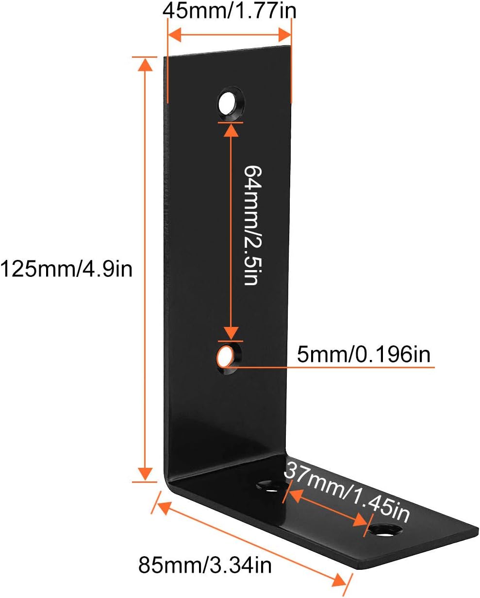 STARVAST 4 Pcs Heavy Duty Shelf Brackets, 125 x 85 x 45mm L Shape Right ...