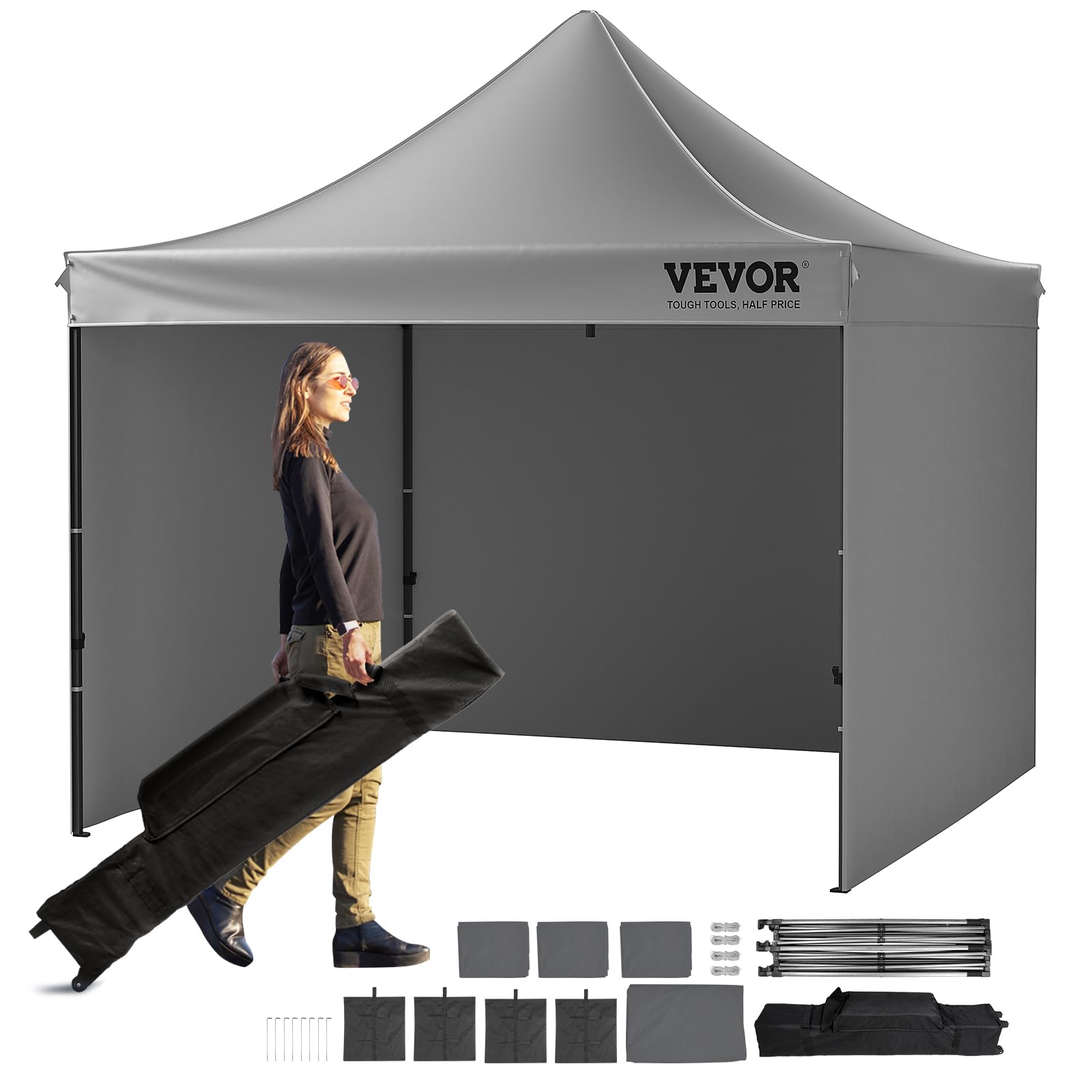 VEVOR 10x10 FT Pop up Canopy with Removable Sidewalls, Instant Canopies ...