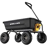 Amazon.com: Gorilla Carts GCR-4 Poly Dump Cart, 2-Wheel Garden Wagon with Foldable Handle, 4 cu ...