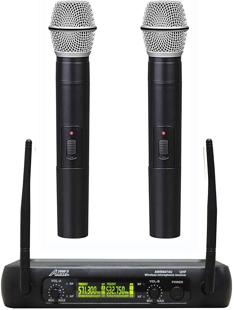 Audio 2000s AWM6074U Dual Channel UHF Wireless Microphone System with ...