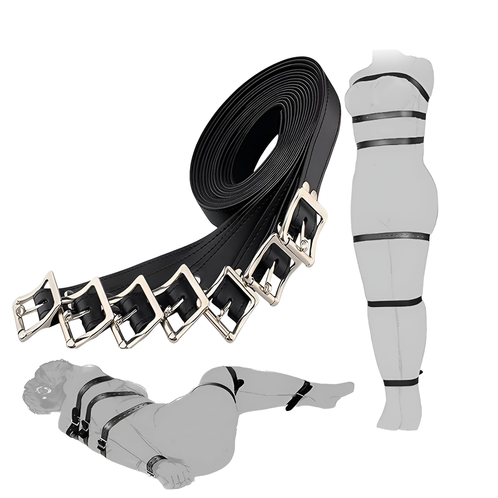 BDSM Restraint 7 PCS Rope Set Adult Sex Toys Faux Leather Full Body ...