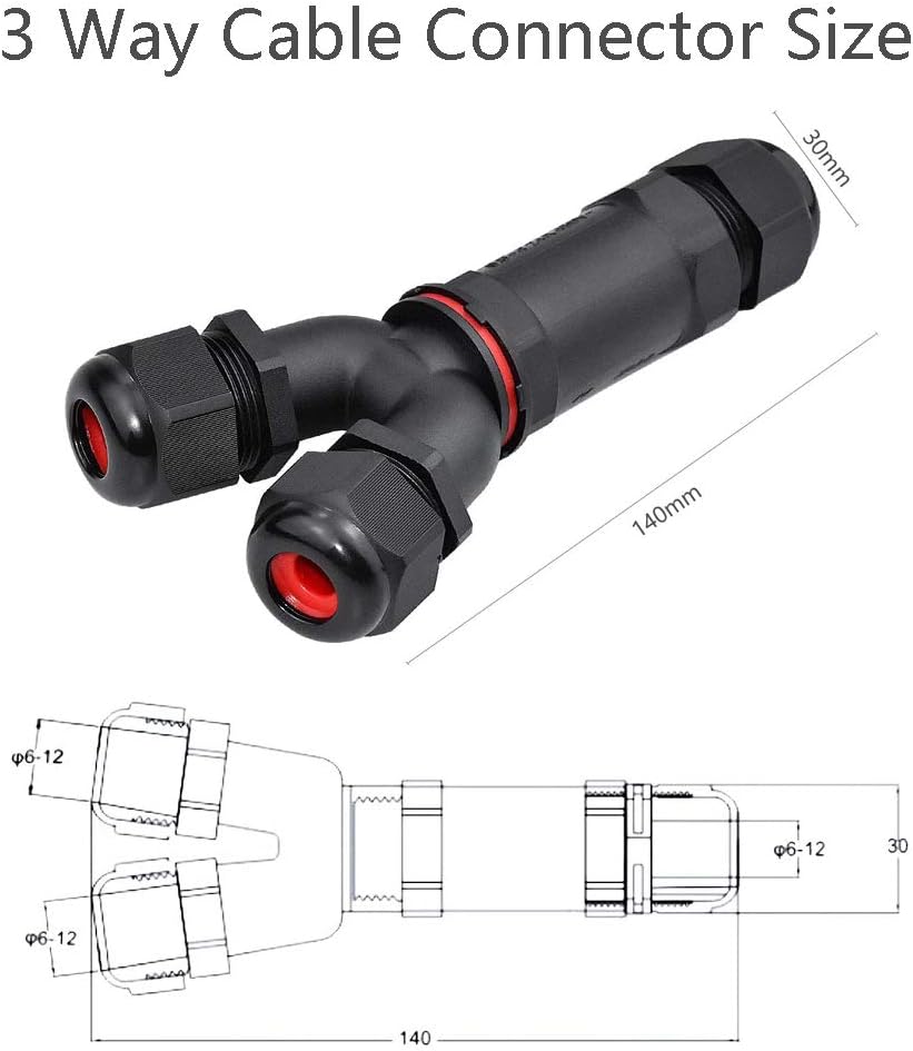JatilEr 2PCS Y-Shape Waterproof Junction Box, IP68 3 Way Cable ...