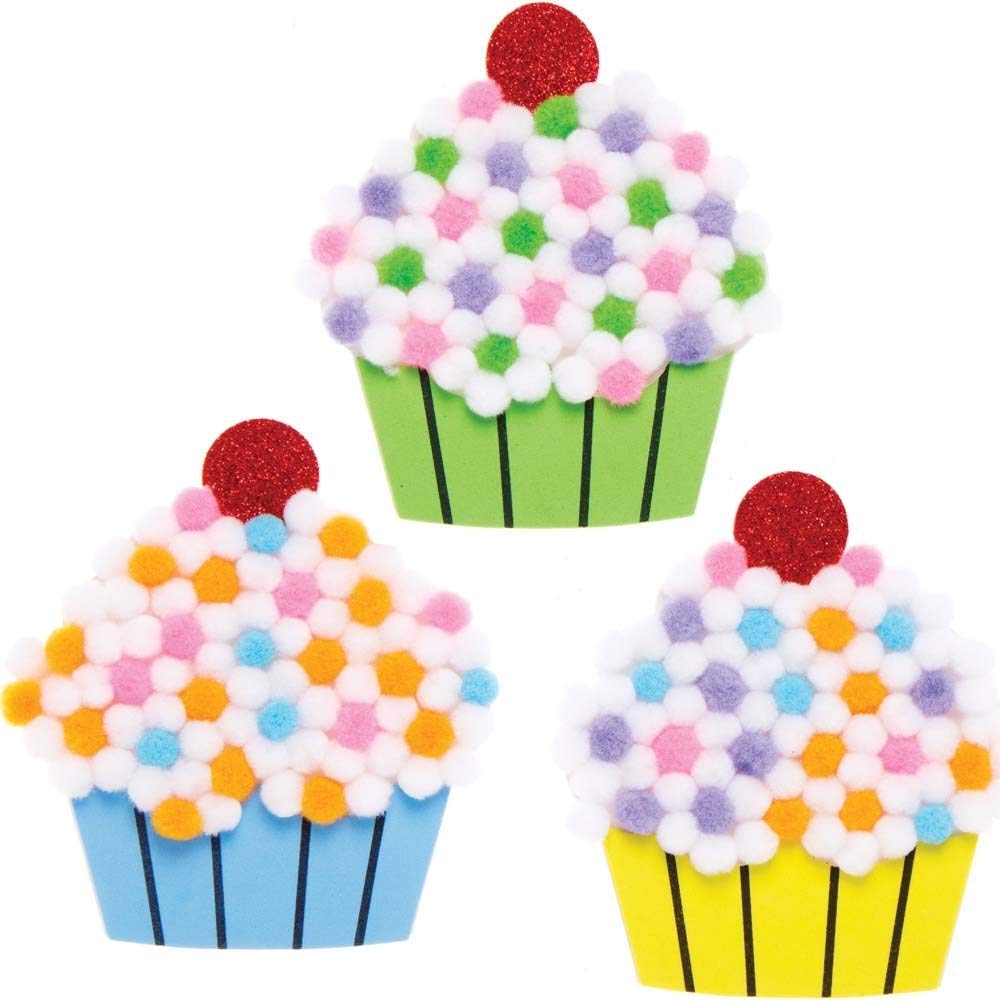 Baker Ross AX736 Cupcake Pom Pom Kits – Pack of 5, Creative Art and ...