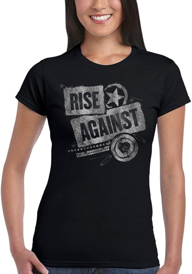 Official Rise Against Patched Up Women's Fitted T-Shirt Hardcore Rock ...