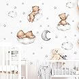 Amazon.com: Cute Brown Sleeping Baby Bear Wall Stickers, sacinora Moon ...