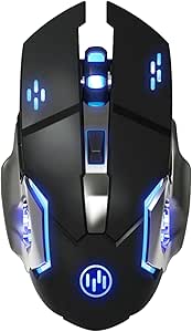 Amazon.com: TENMOS T85 Rechargeable Wireless Mouse, 2.4G USB LED ...