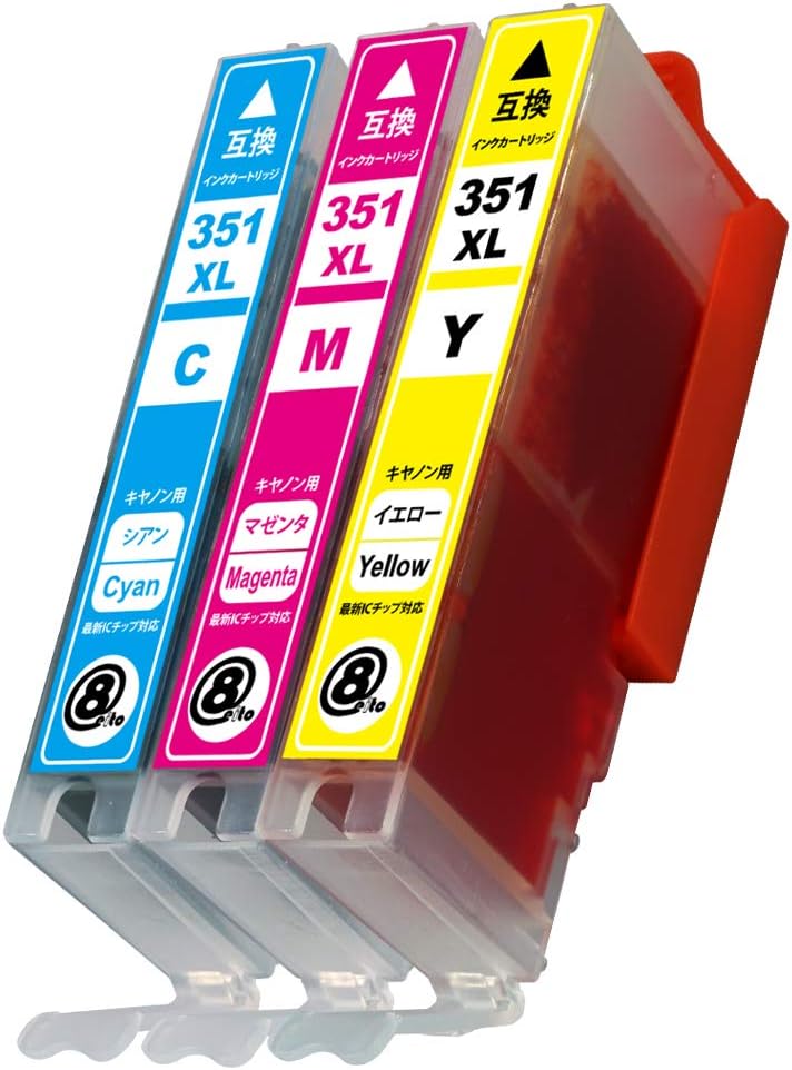 Amazon | BCI-351XL(C/M/Y) -合計3本セット 大容量インク キヤノン用 新互換インクカートリッジタイプ 最新型ICチップ対応 残量表示あり 取扱説明書付き 【三大保証1 ...