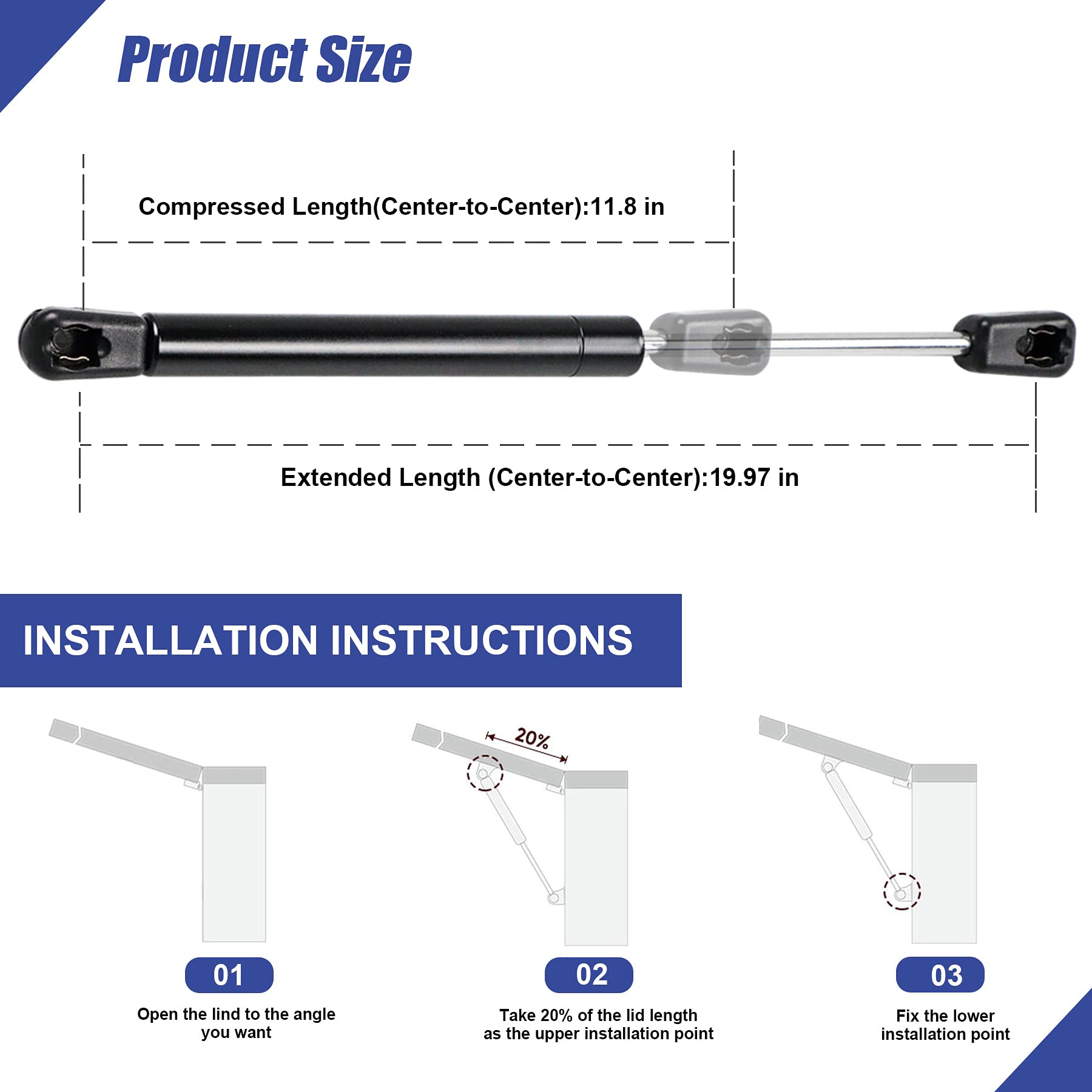 Mua 20" 150Lbs/667N Lift Support Struts Gas Spring Shocks Hydraulics ...