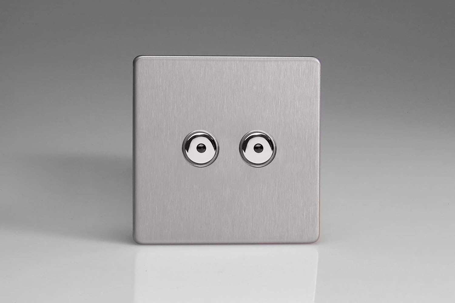 Varilight Brushed Steel Dimension Screwless V-Pro IR 2 Gang 2 x 100W ...