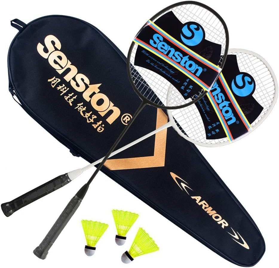 Senston 2 Paire Raquettes de Badminton et 3 Volants, Sac de Transport ...