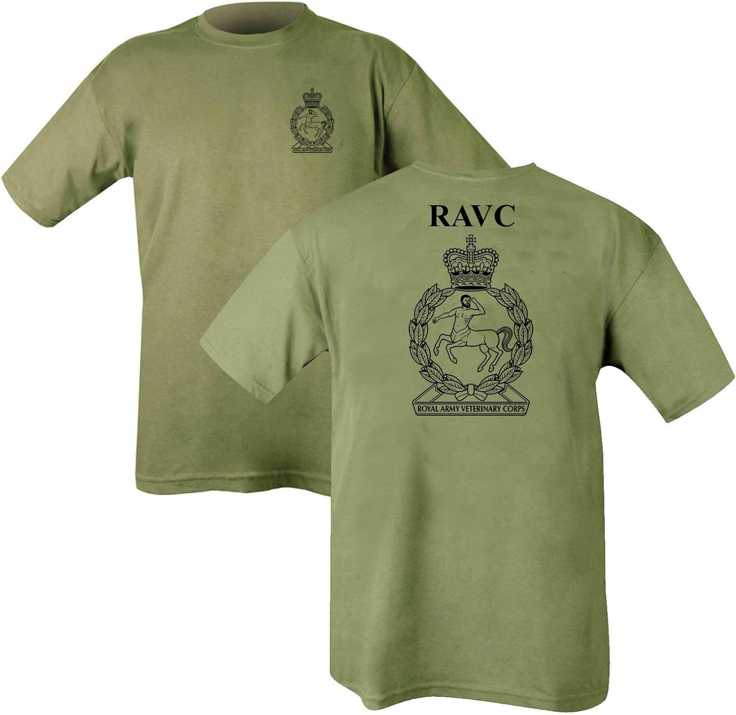 Double Printed Royal Army Veterinary Corps (RAVC) Olive Green T-Shirt ...