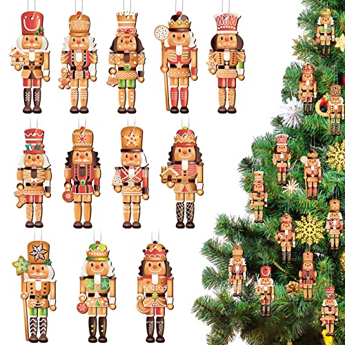 36 Pcs Christmas Candy Nutcracker Ornaments Wood Hanging Christmas Tree ...