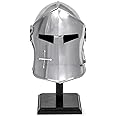 Amazon.com: Nagina International Medieval Barbuta Visored Brushed Steel ...