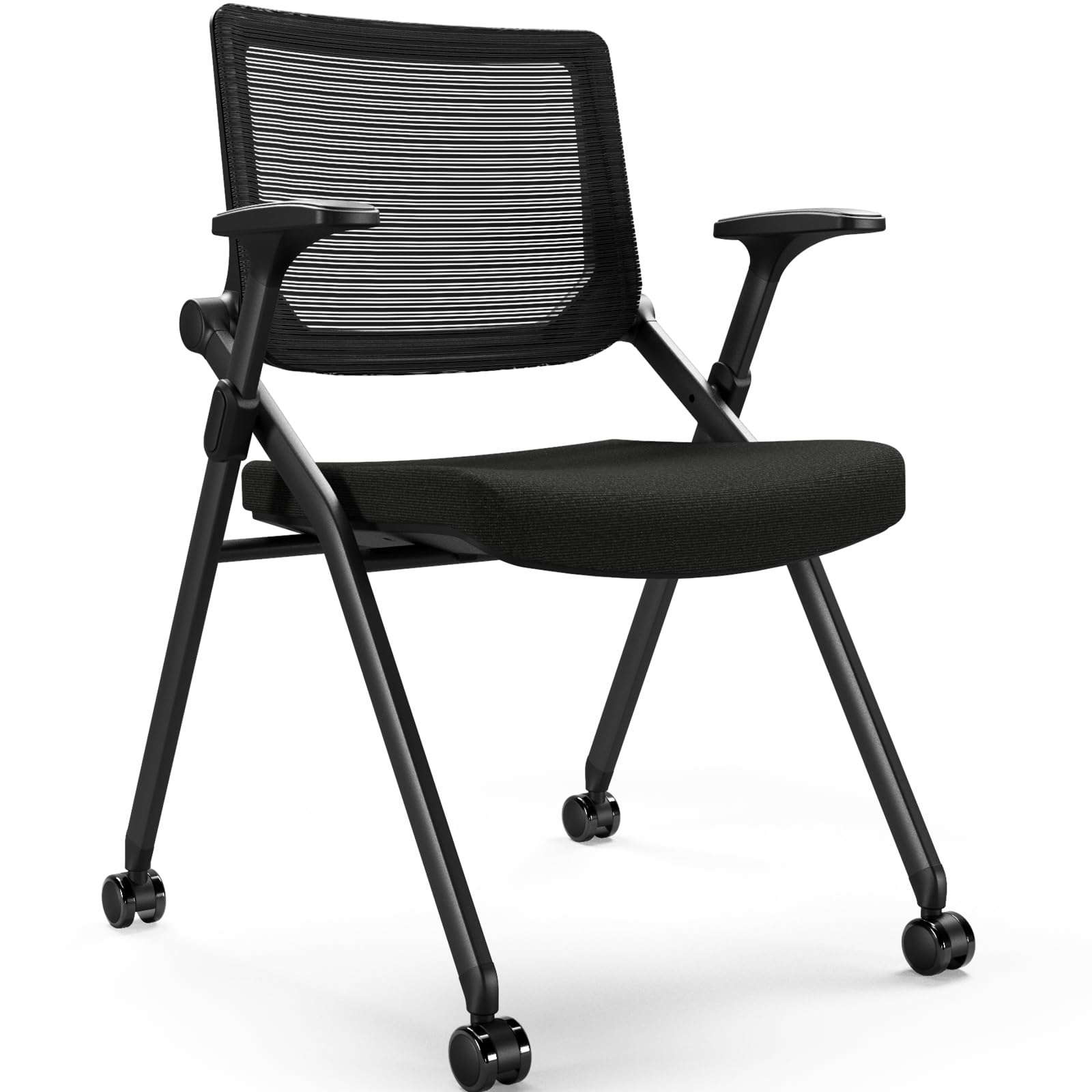 FYLICA Foldable Office Chair with PU Wheels and Smooth Armrest ...