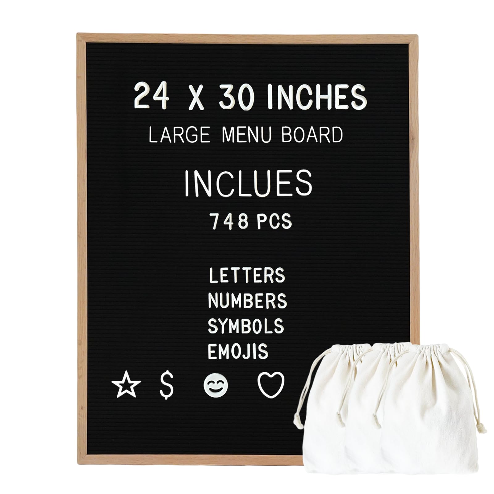 Large Felt Letter Board 24x30 Inch with 748 letters, Large Menu Board ...