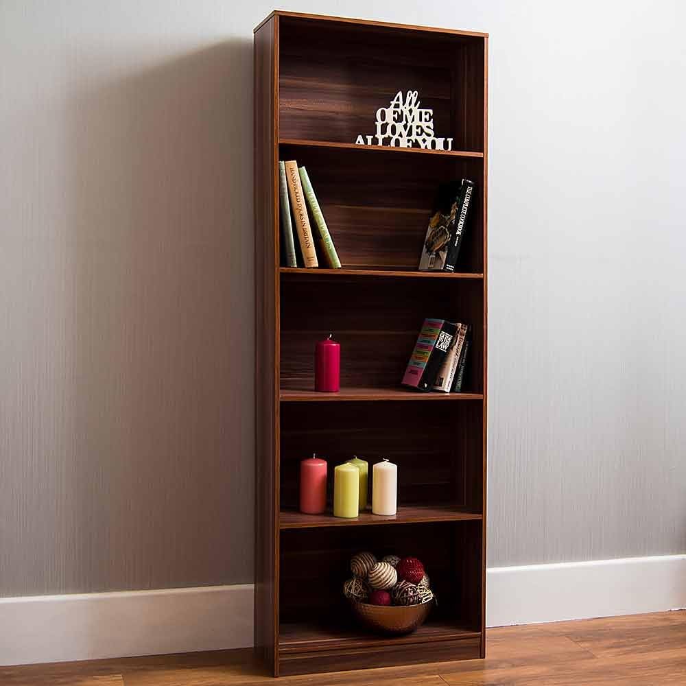 Vida Designs Cambridge 5 Tier Extra Large Bookcase, Walnut Wooden ...