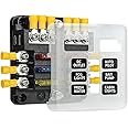 Amazon.com: 12 Volt Fuse Block Box, Waterproof Boat Fuse Panel with LED Warning Indicator 6 ...