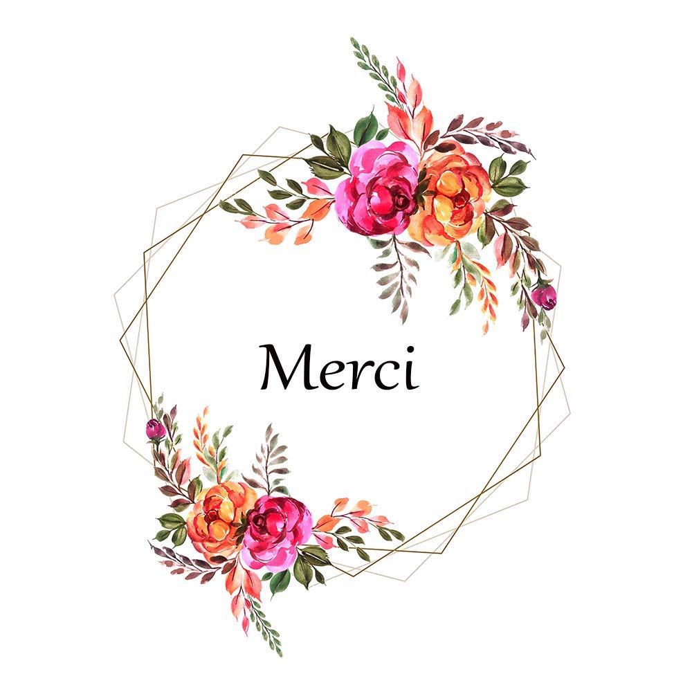 5 cartes de remerciement, thank you card, carte merci, carte ...