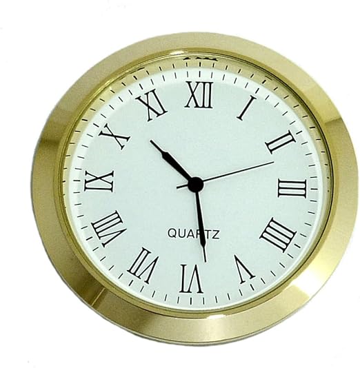 Clock Insert 60mm Gold Bezel fits 55mm Hole, Roman Numerals, White Dial ...