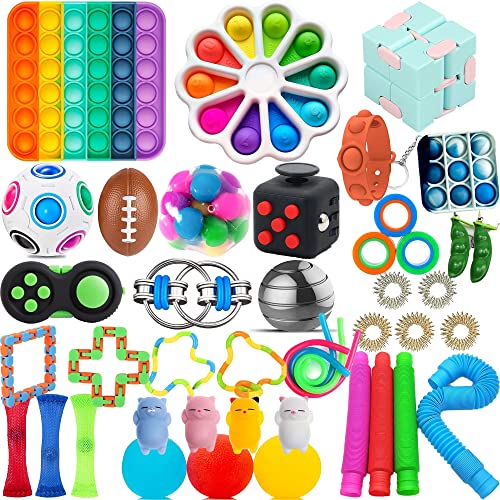 EfthymosXD 43Pcs Sensory Fidget Toy Set,Toys Pack Sensory Relieves Stress Anxiety Push Pop ...