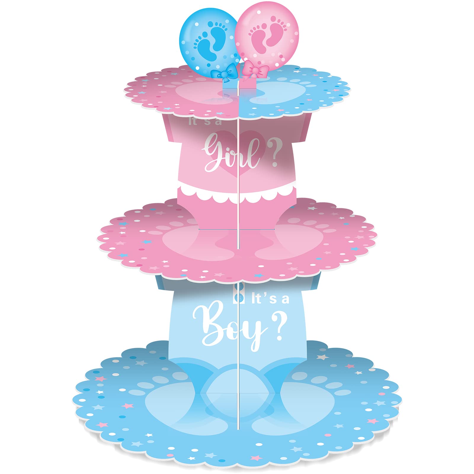 Faccito Gender Reveal Party Cupcake Stand Decorations, Blue and Pink 3 ...
