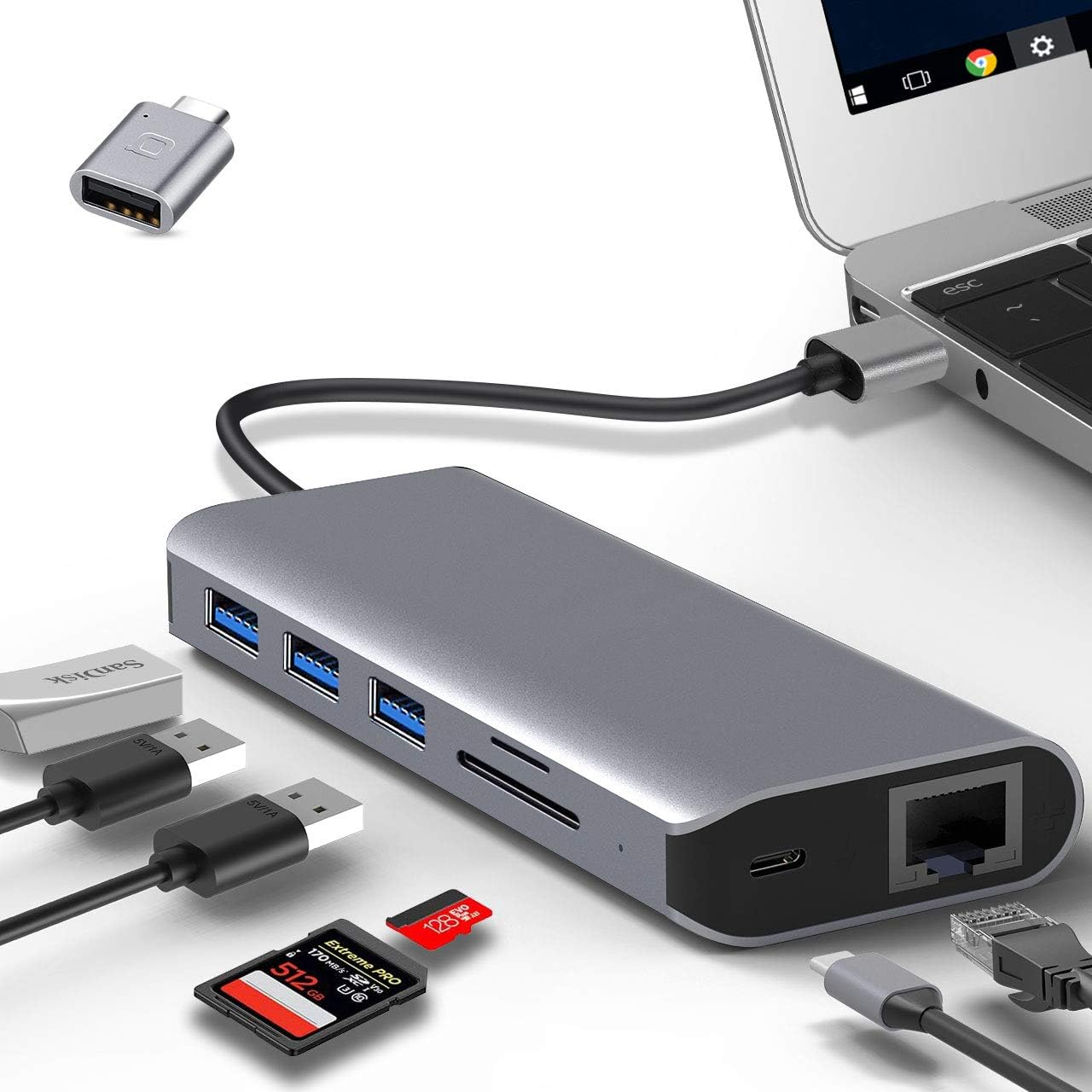 Xddias USB Hub Adapter, 7 in 1 Aluminum Alloy USB C: Amazon.co.uk ...