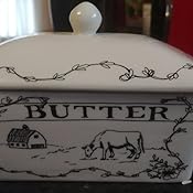 Creative Co-Op Country Style Butter Dish, White and Black: Amazon.ca ...