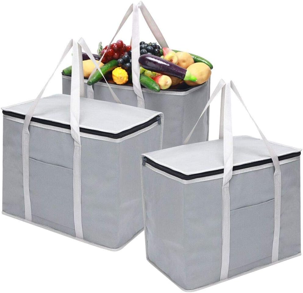 3 Pack 30L Soft Cool Bags for Frozen Food, Insulated Foldable Picnic ...