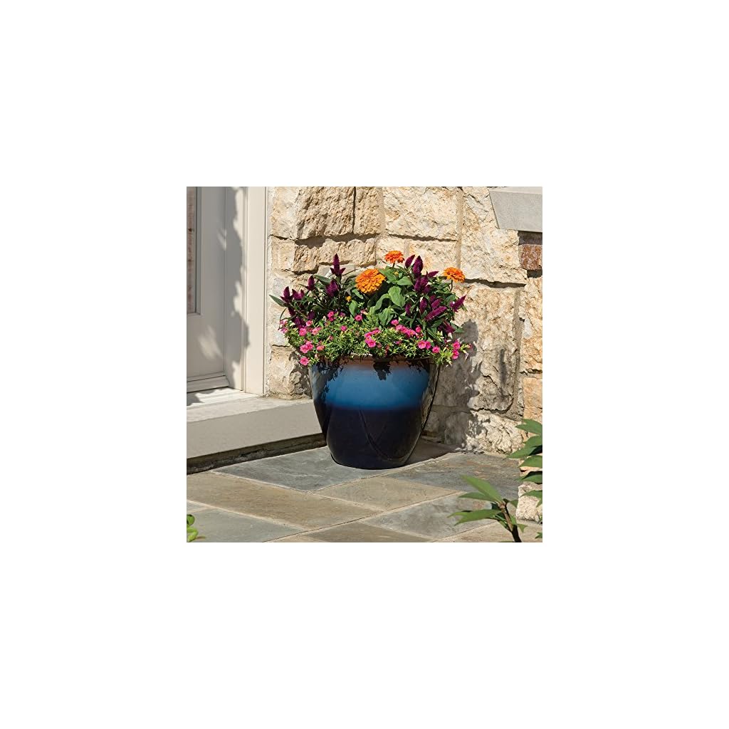 Suncast 16" Seneca Premium Glaze Resin Flower Planter Pot ...