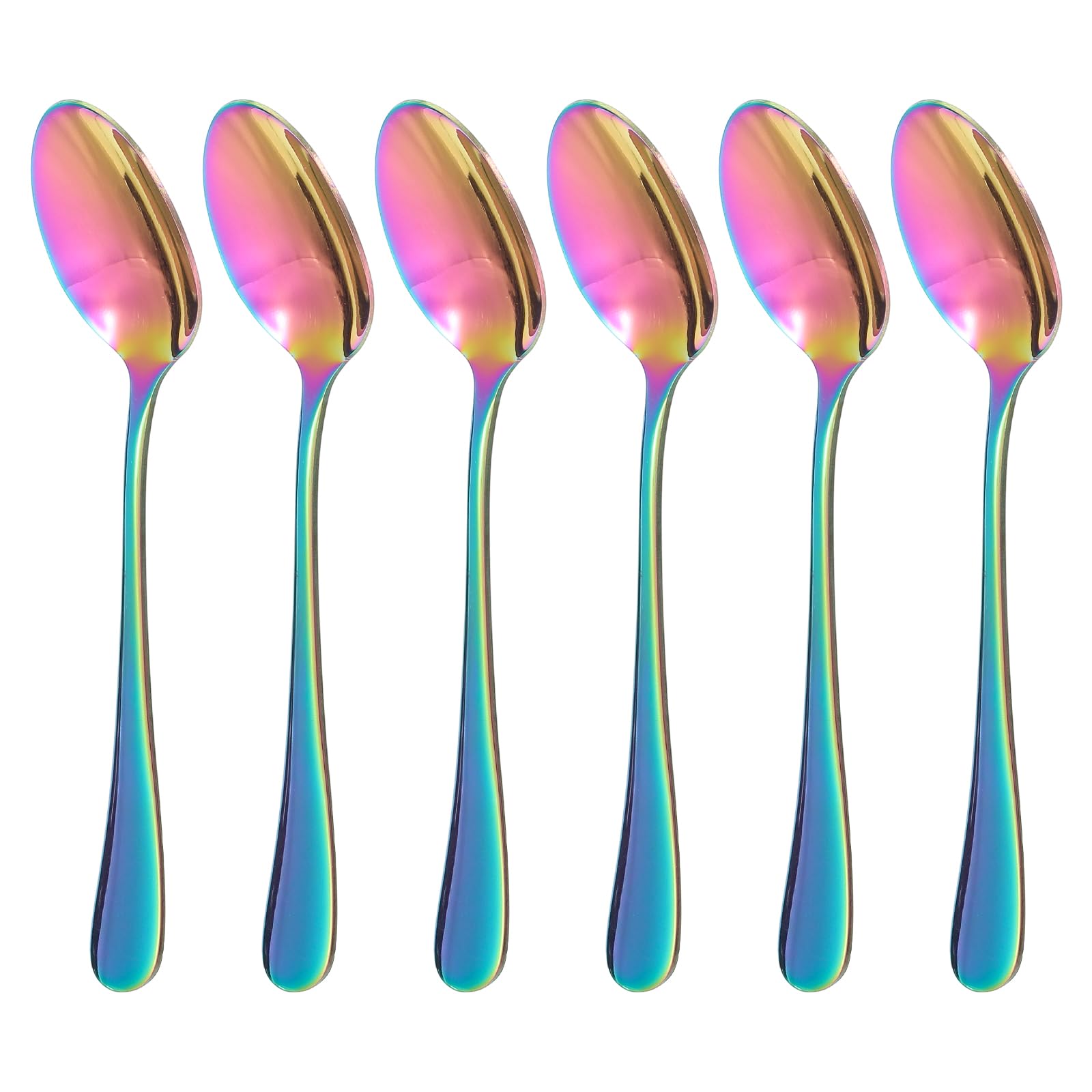 AOZUO 6 PCS Stainless Steel Rainbow Teaspoons, 5.5 Inch Colorful ...