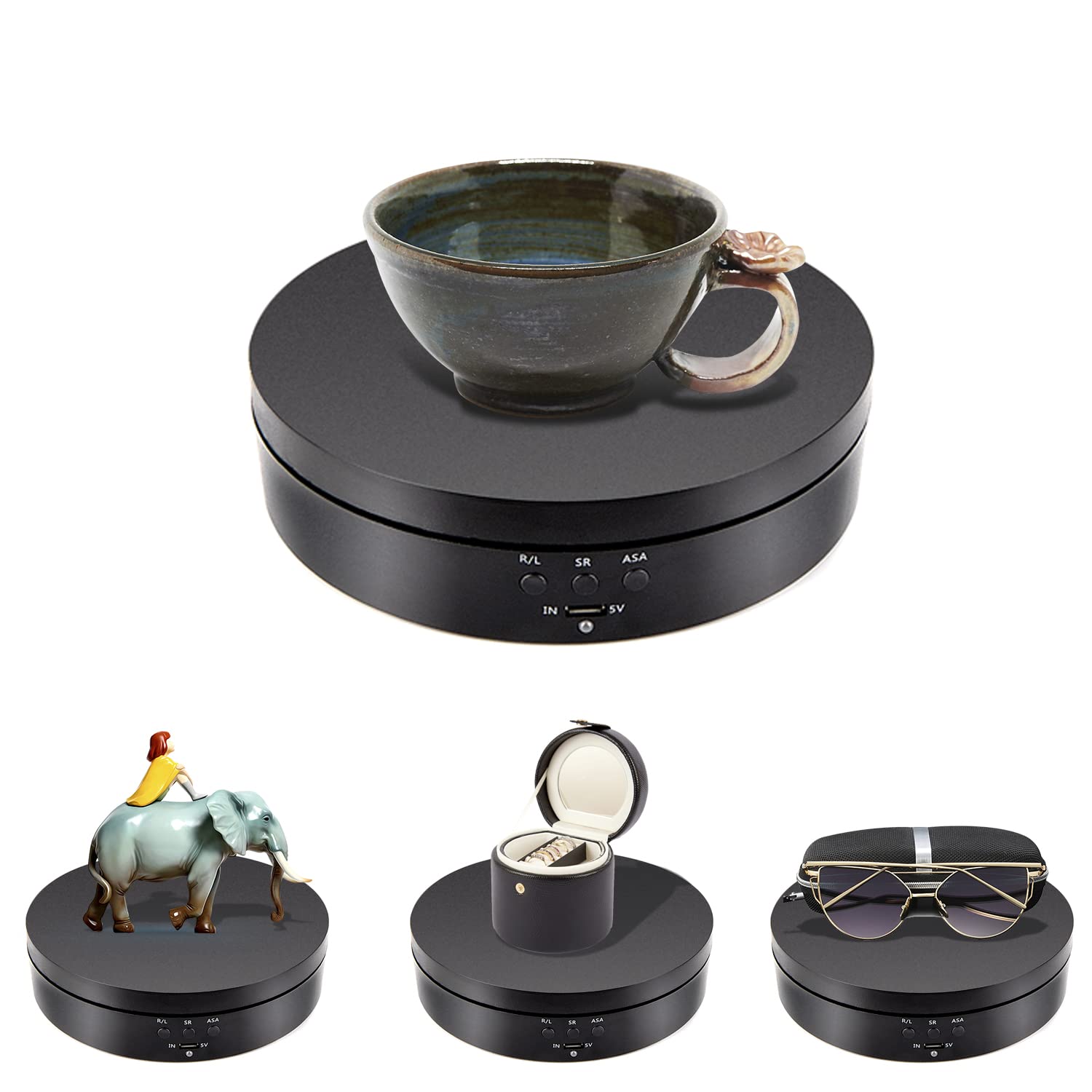 Mua ターンテーブル回転台 360度小型電動ターンテーブル 回転のスピード 方向角度調整可能低騒音電気回転 展示用 写真撮影用回転台（黒 ...