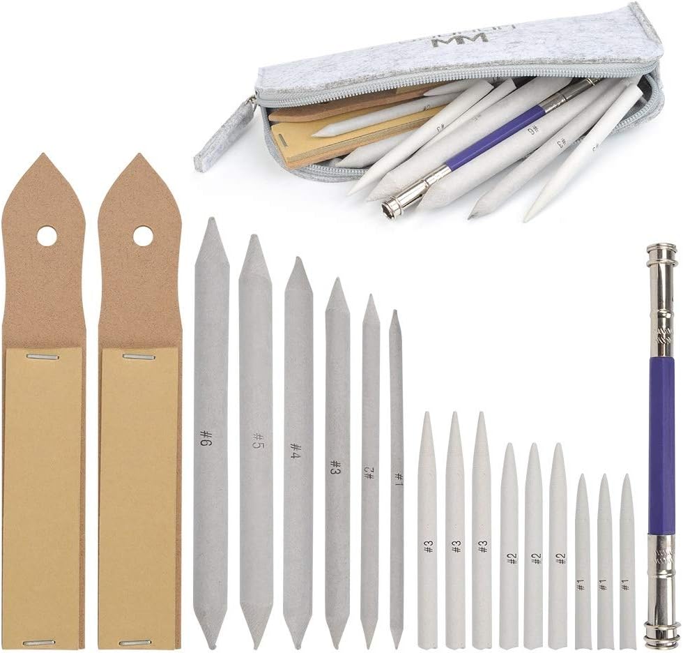 TPEMRPL 21Pcs Sketch Drawing Tool Set Blending Stumps Paper and ...