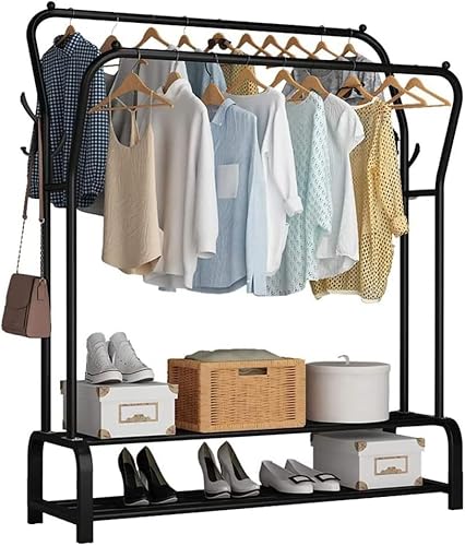 Xspring Garment Rack, Freestanding Hanger Double Rods Multi-functional ...