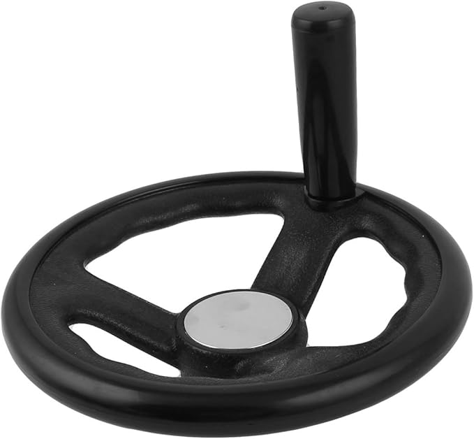 sourcing map 16mmx160mm 3 Speichen Handrad Schwarz mit Drehtürgriff für ...