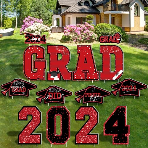 14 PCS 2024 Graduation Decorations, Large Congrats Grad 2024 Yard Signs ...