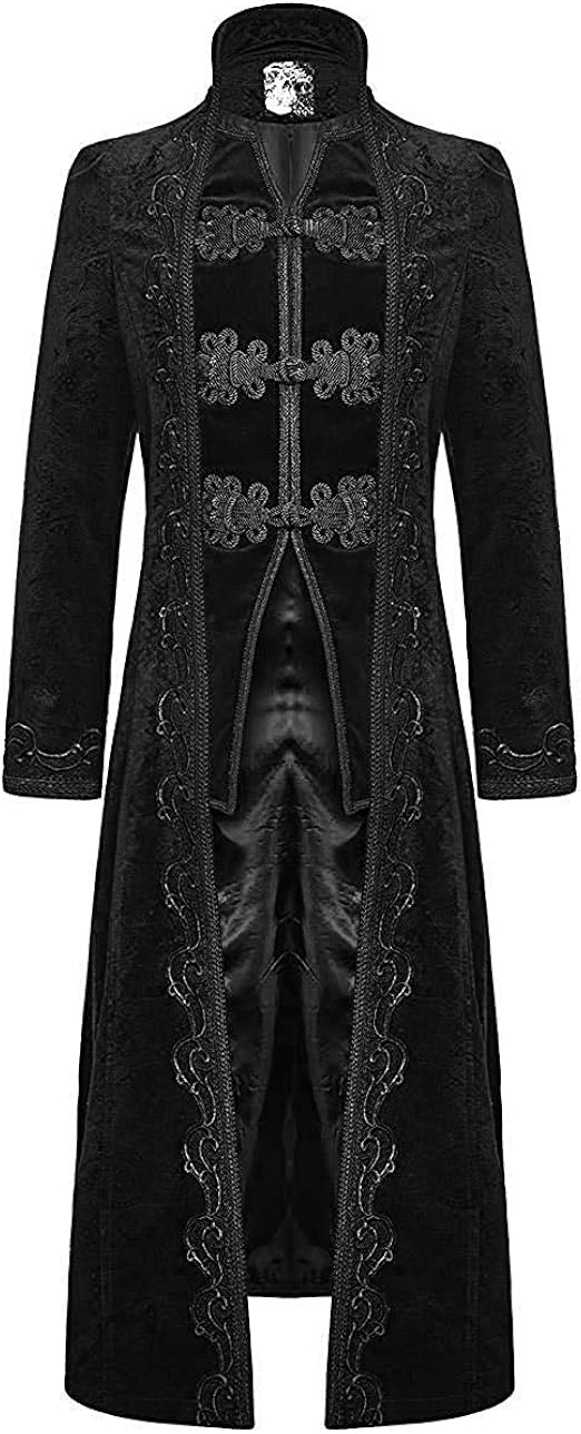 Punk Rave Mens Coat Jacket Long Black Velvet Gothic Steampunk ...