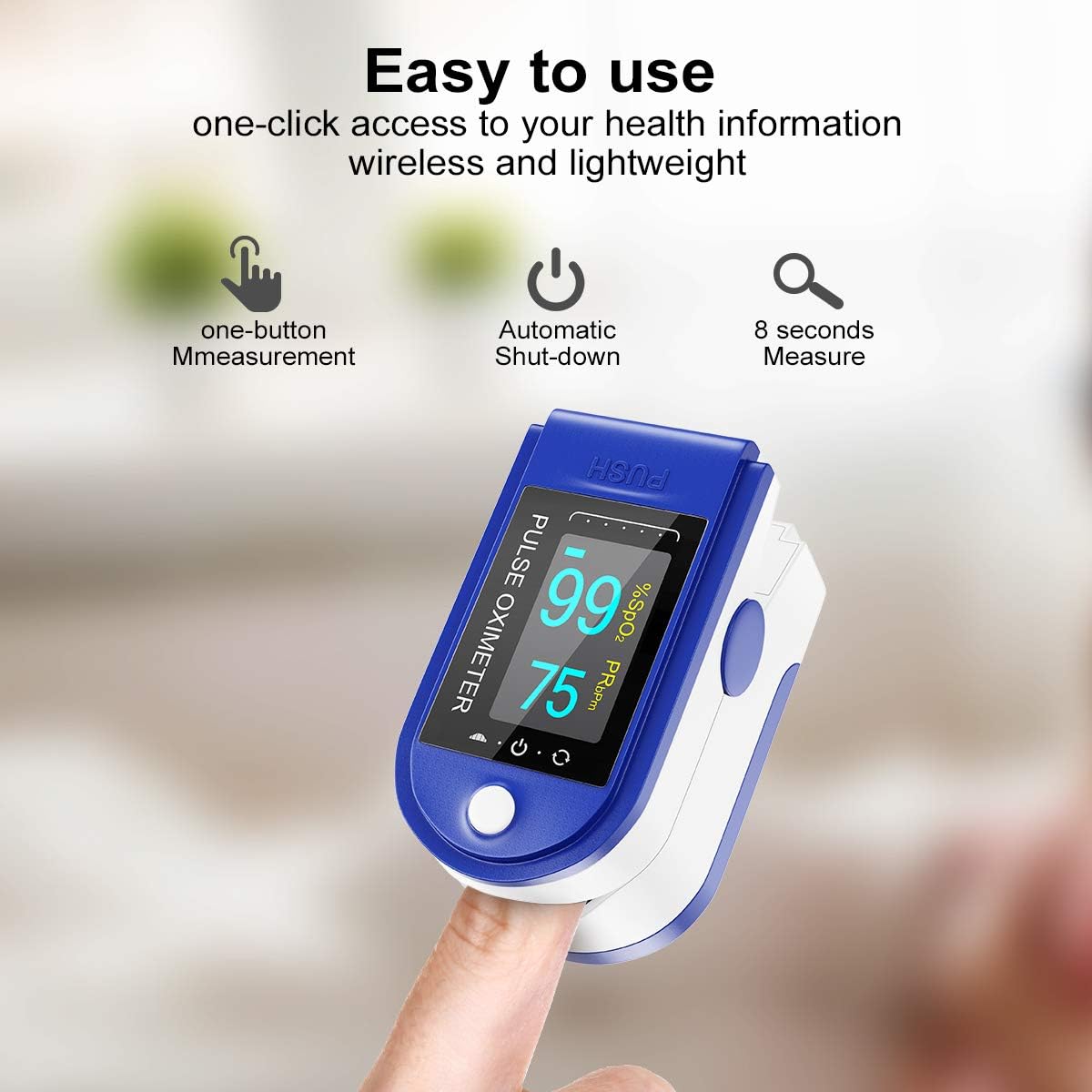 Pulse Oximeter, Oxygen Monitor Finger Heart Rate Monitor Oxygen ...