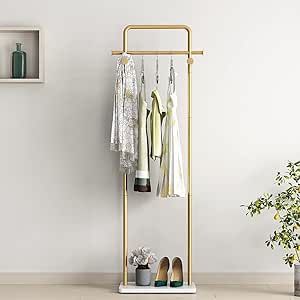 Amazon.com: TIEOU Gold Clothes Rack with Shelf, Gold Clothing Racks for ...