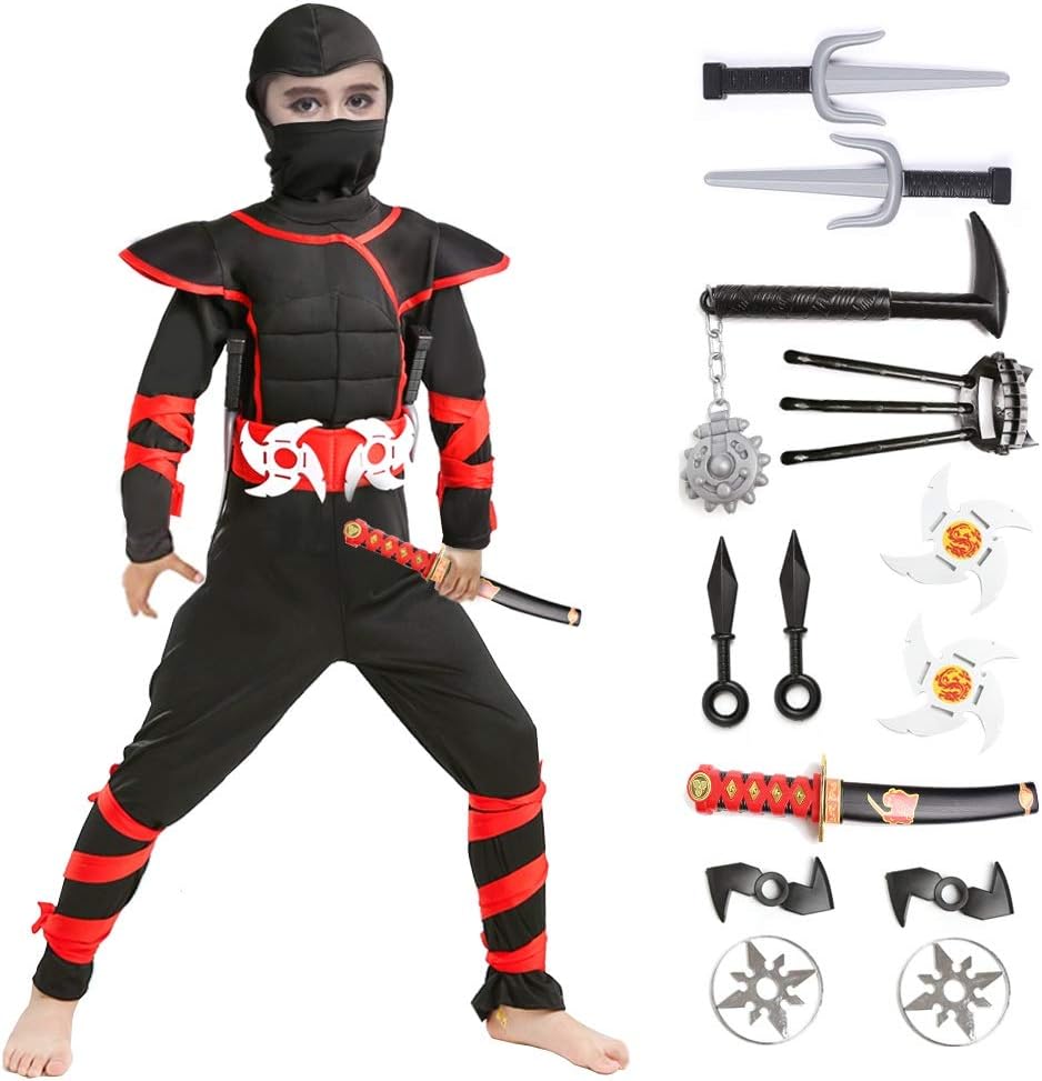 Disfraz de ninja de Halloween para niños (XL (10-12 años): Amazon.com ...