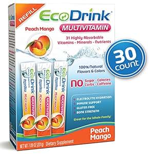 Amazon.com: EcoDrink Complete Multivitamin Mix Drink. Peach Mango - 30 ...